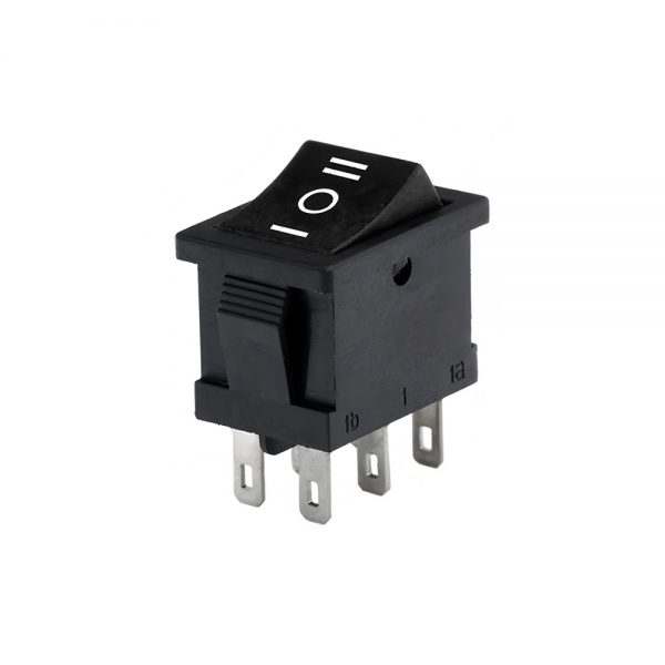KCD1 Rocker Switch, Snap-in, 3-position 6-Pin, 250V/6A, 21x15mm, Black ...