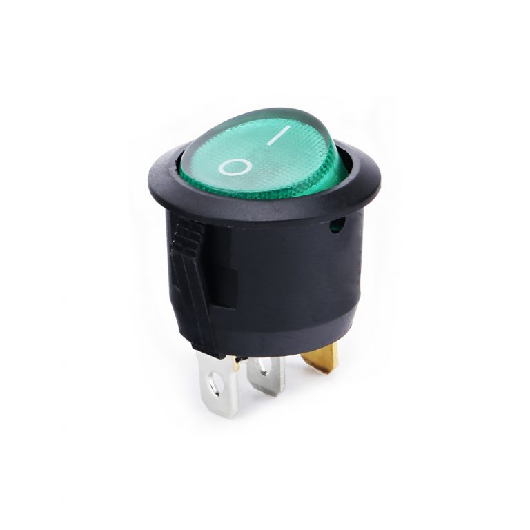 KCD1 On-Off Red Illuminated Round Rocker Switch, Snap-in, 3 Pin, 250V ...